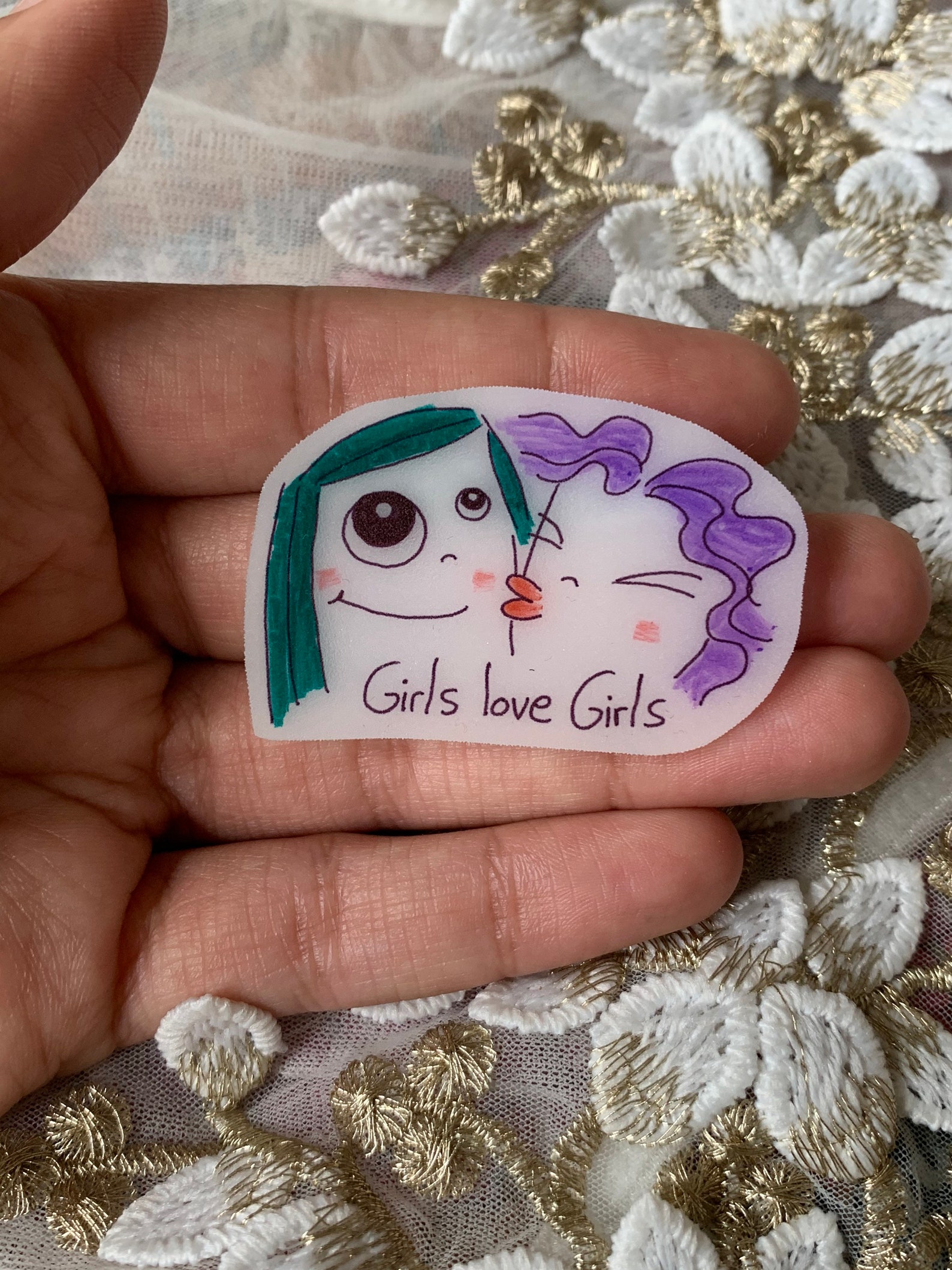 Girls Love Girls Pin. Shrinky Dink Button Lesbian Brooch - Etsy