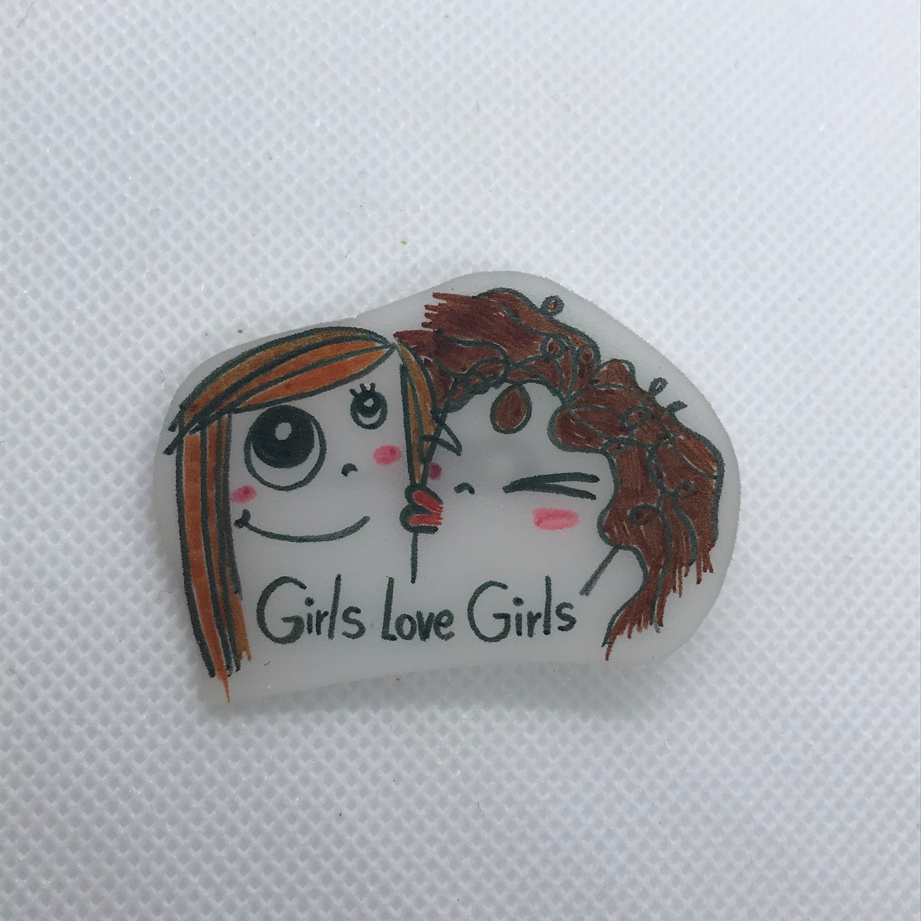 Girls Love Girls Pin. Shrinky Dink Button Lesbian Brooch - Etsy