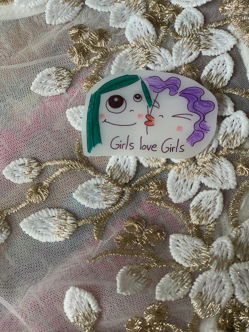 Girls Love Girls Pin. Shrinky Dink Button Lesbian Brooch - Etsy