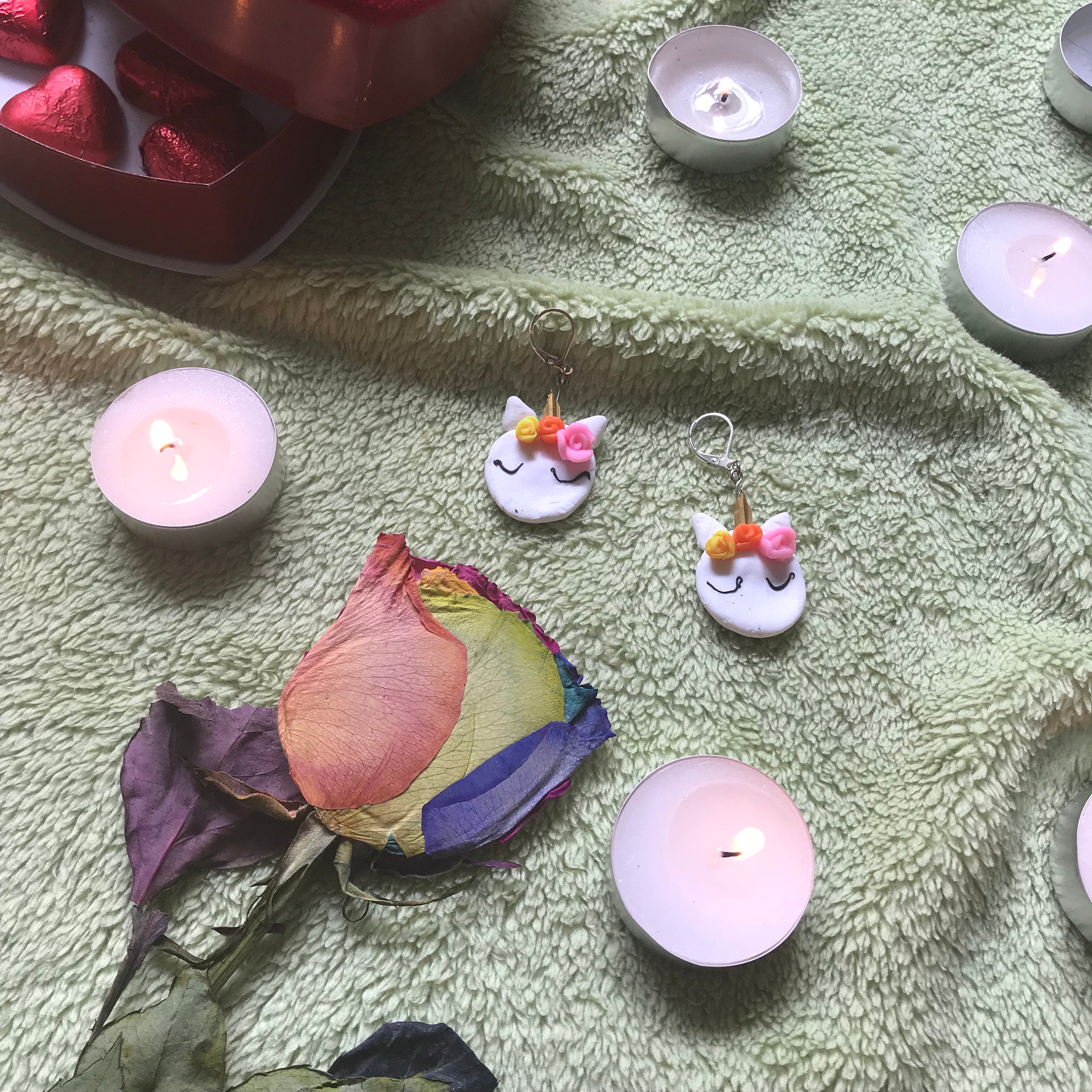 Unicorn Polymer Clay Cute Earrings With Roses Transgender LQBT Queer - Etsy