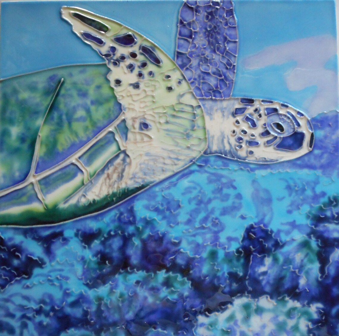 Turtle Ceramic Art Tile With Attached Easel Back 8 X 8 Inches - Etsy