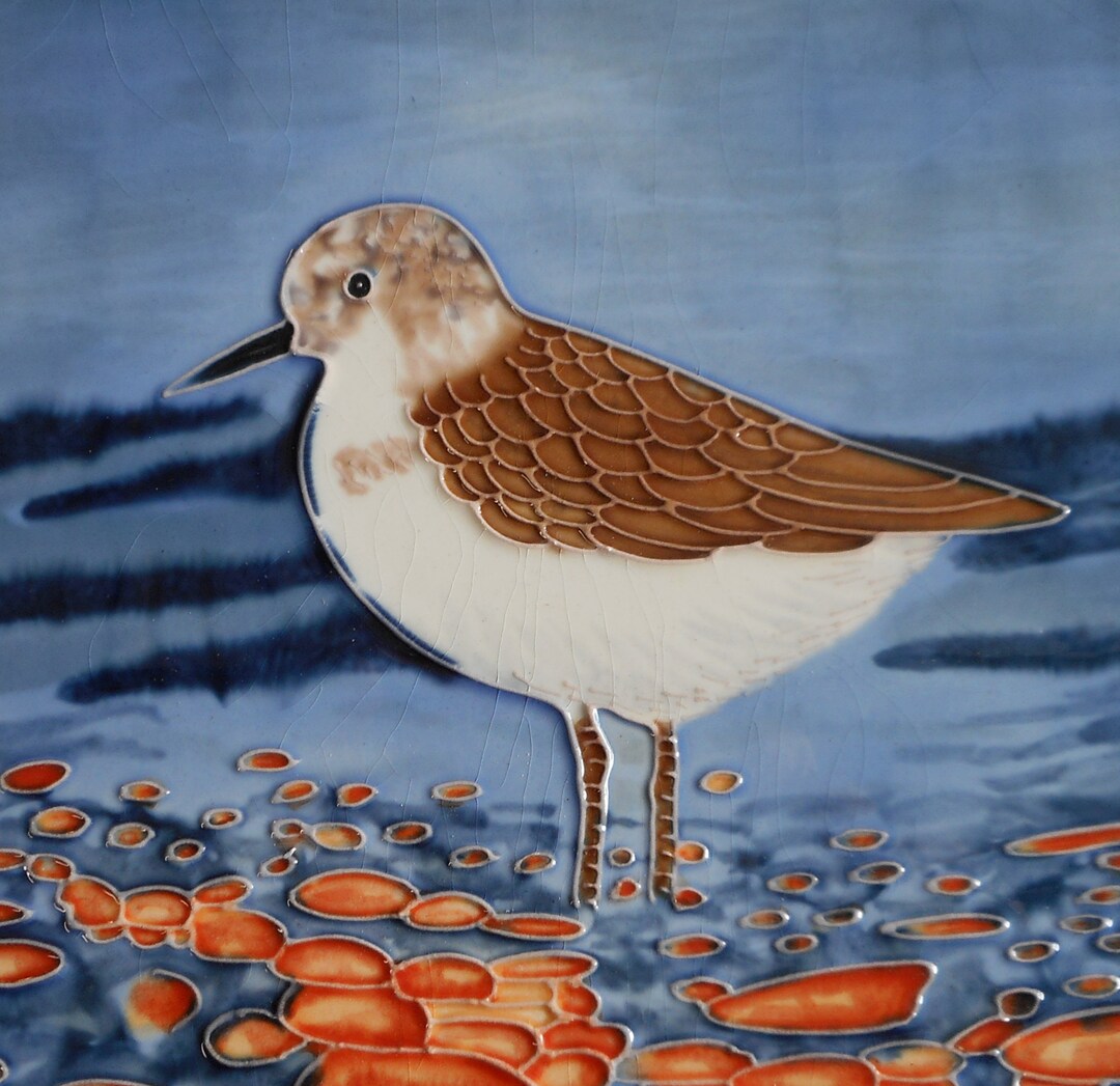 Sandpiper Hand Painted Ceramic Art Tile 8 X 8 Inches With Easel Back - Etsy