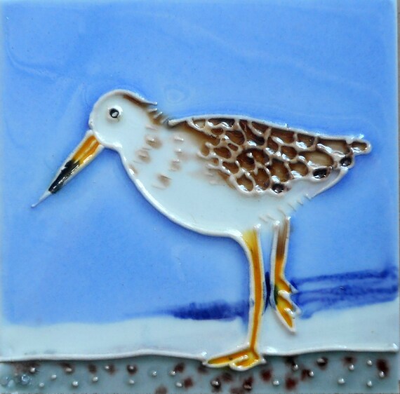 Sandpiper Hand Painted Ceramic Art Tile Coaster 4 X 4 Inches | Etsy