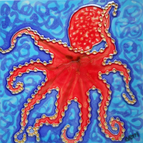 Mermaid Hand Painted Ceramic Art Tile 8 X 12 Inches With Felt - Etsy