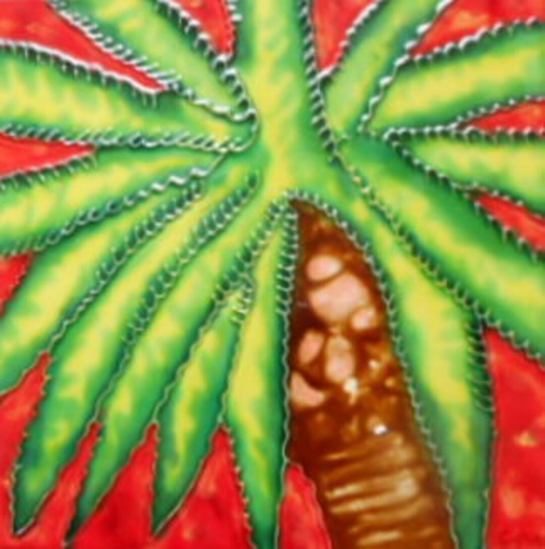 Palm Trees Hand Painted Ceramic Art Tile 8x10 Inches With Felt Back - Etsy