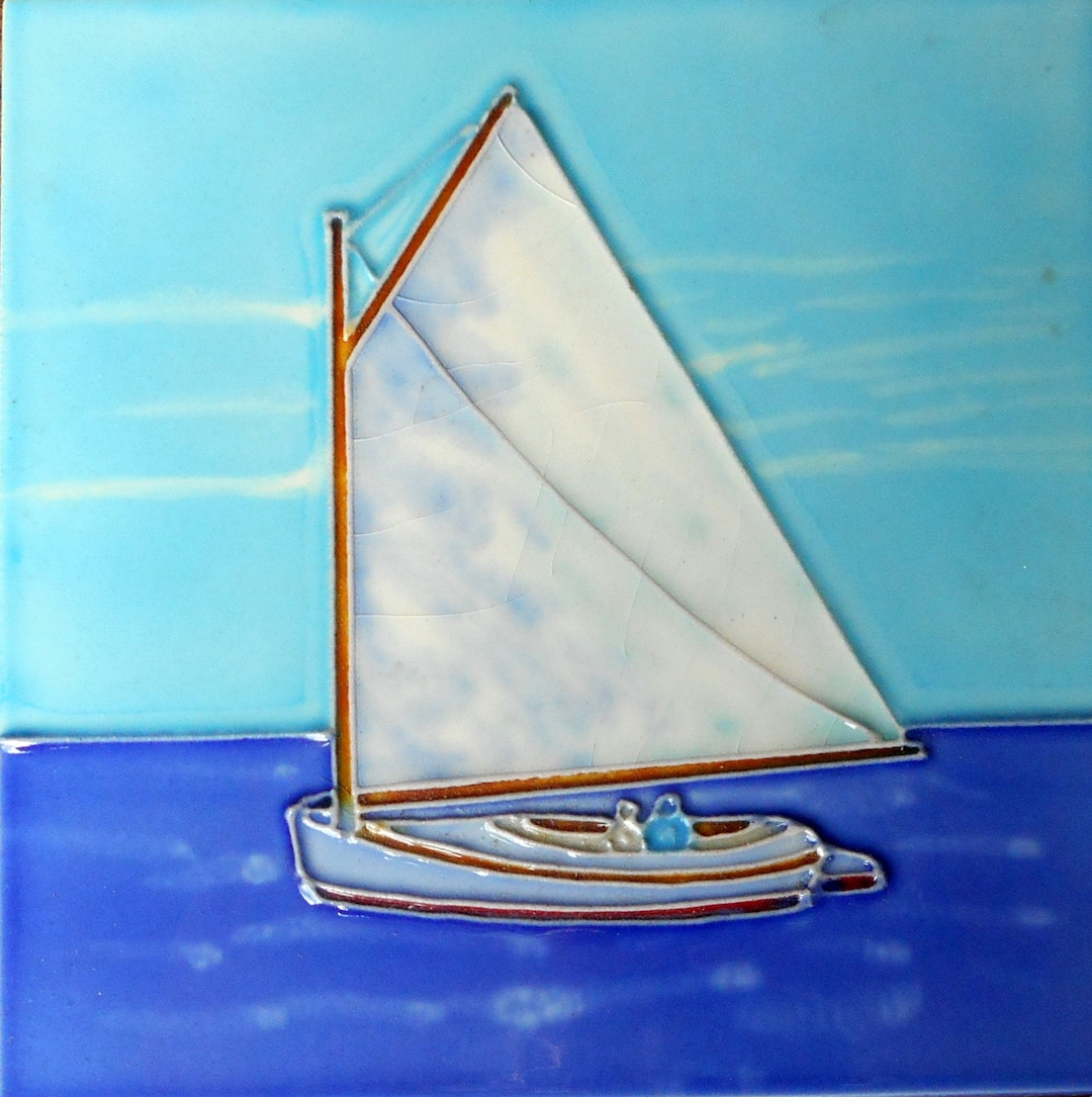 Sailboat Hand Painted Ceramic Art Tile 6x6 Inches With Easel Back - Etsy
