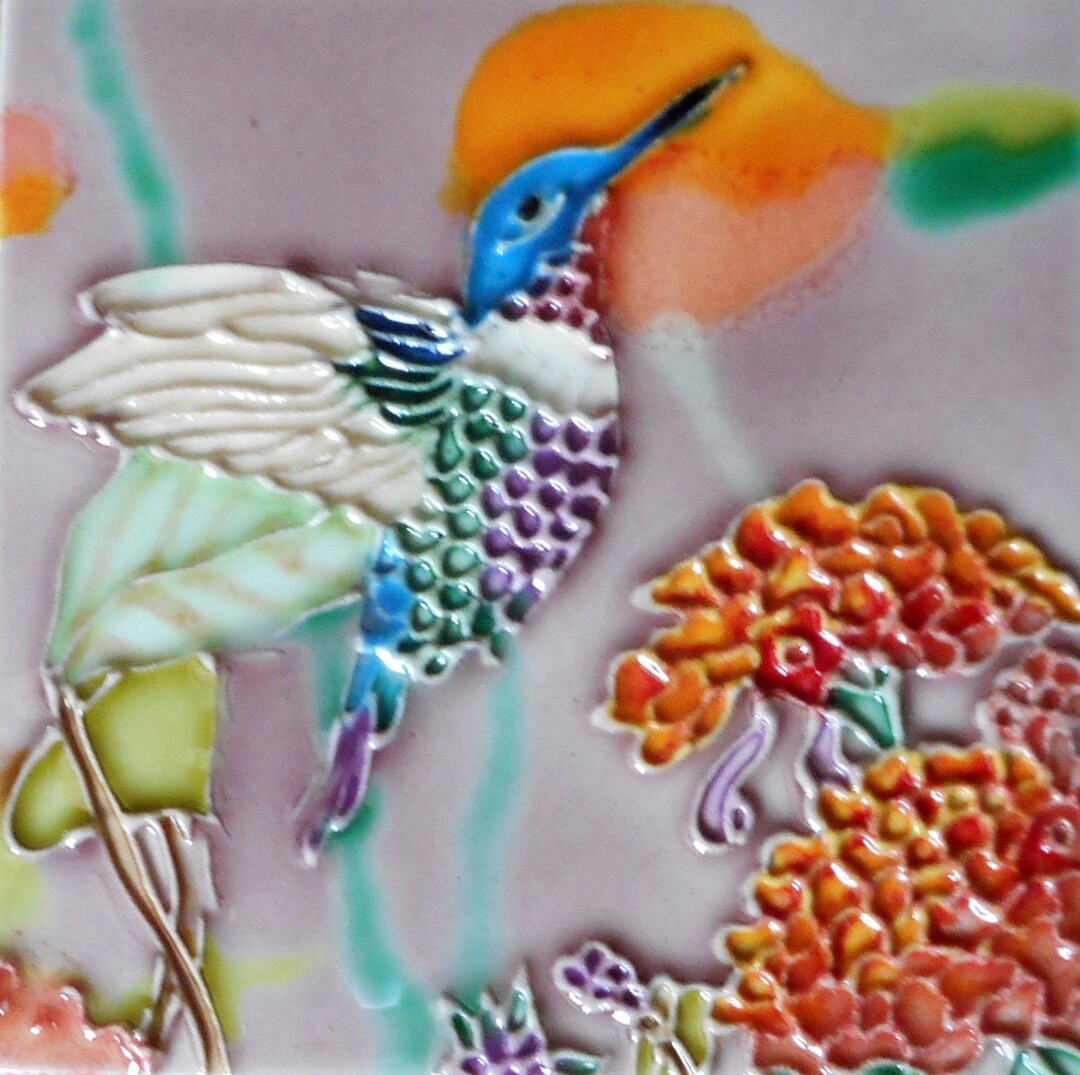 Hummingbird Hand Painted Ceramic Tile Coaster 4x4 Inches - Etsy