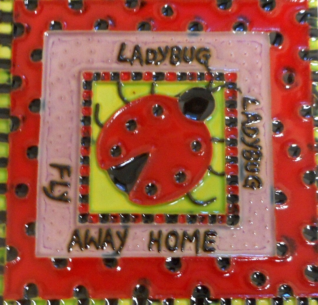 Ladybug Hand Painted Ceramic Art Tile 6x6 Inches With Easel Back - Etsy