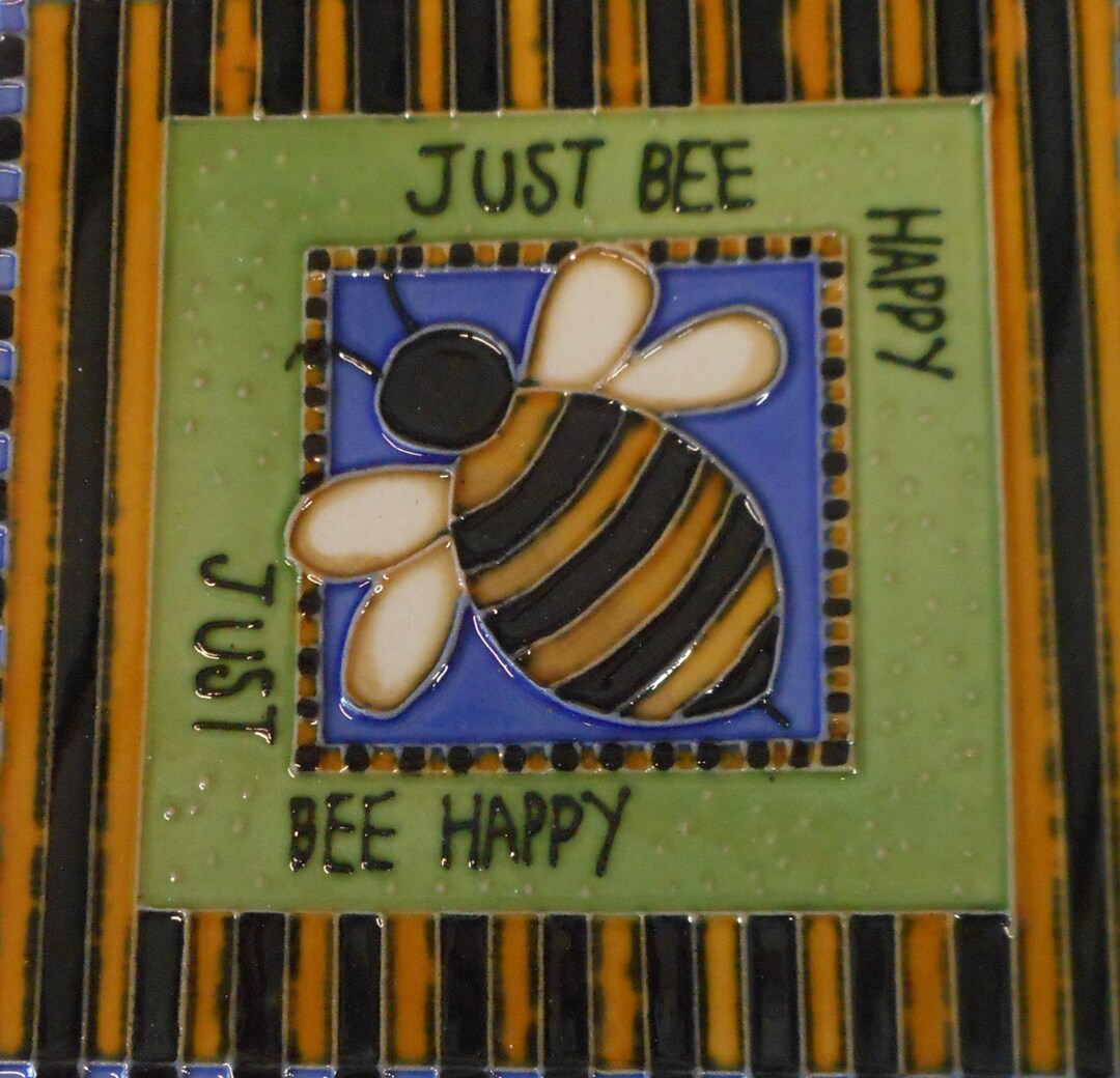 Bee Hand Painted Ceramic Art Tile 6 X 6 Inches With Easel Back - Etsy