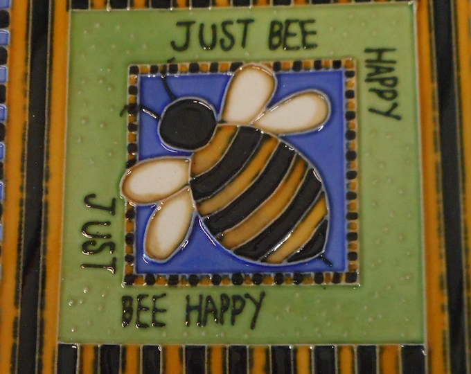 Bee Hand Painted Ceramic Art Tile 6 X 6 Inches With Easel Back - Etsy