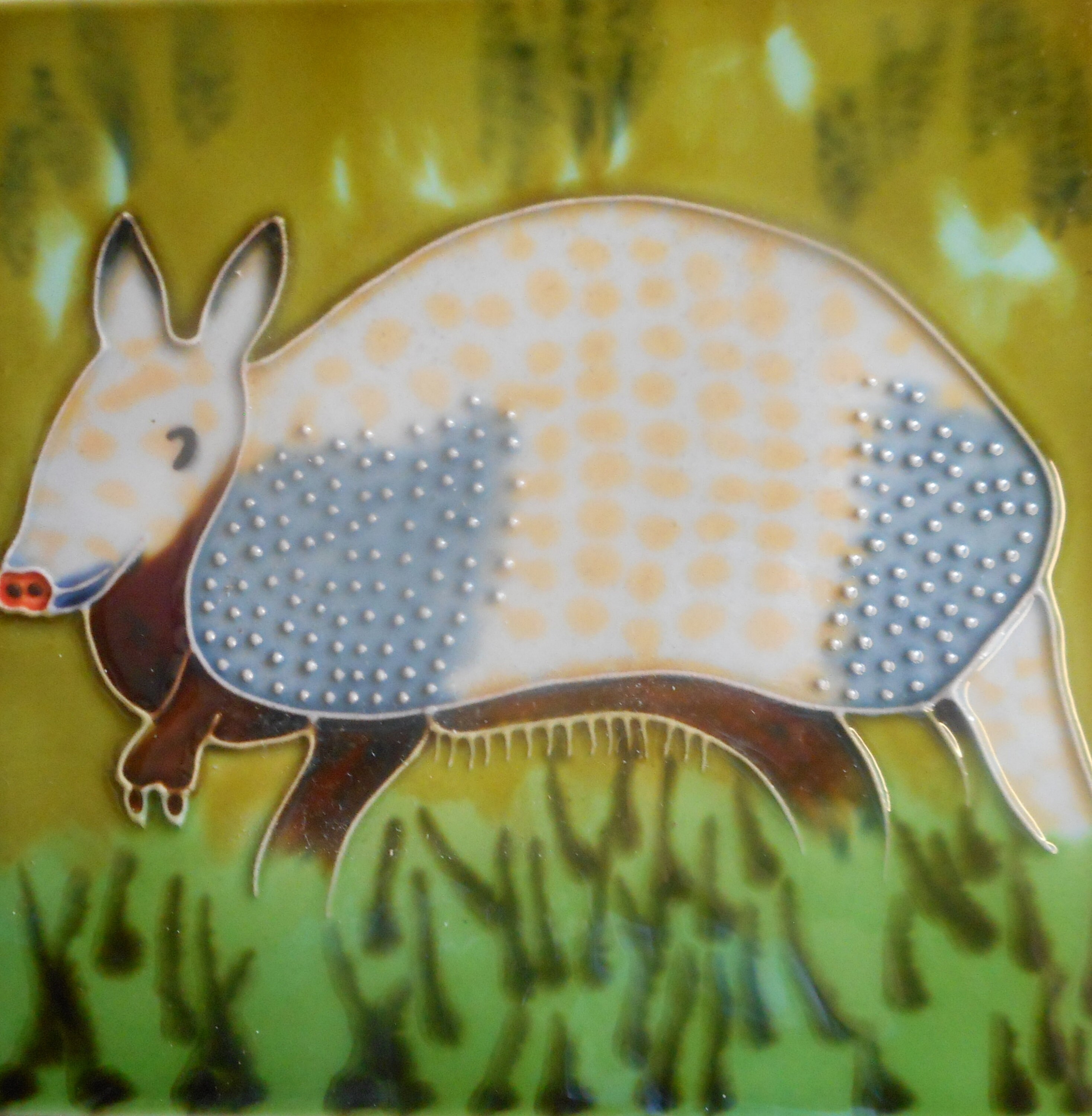Armadillo Hand Painted Ceramic Art Tile 6x6 Inches With Easel - Etsy