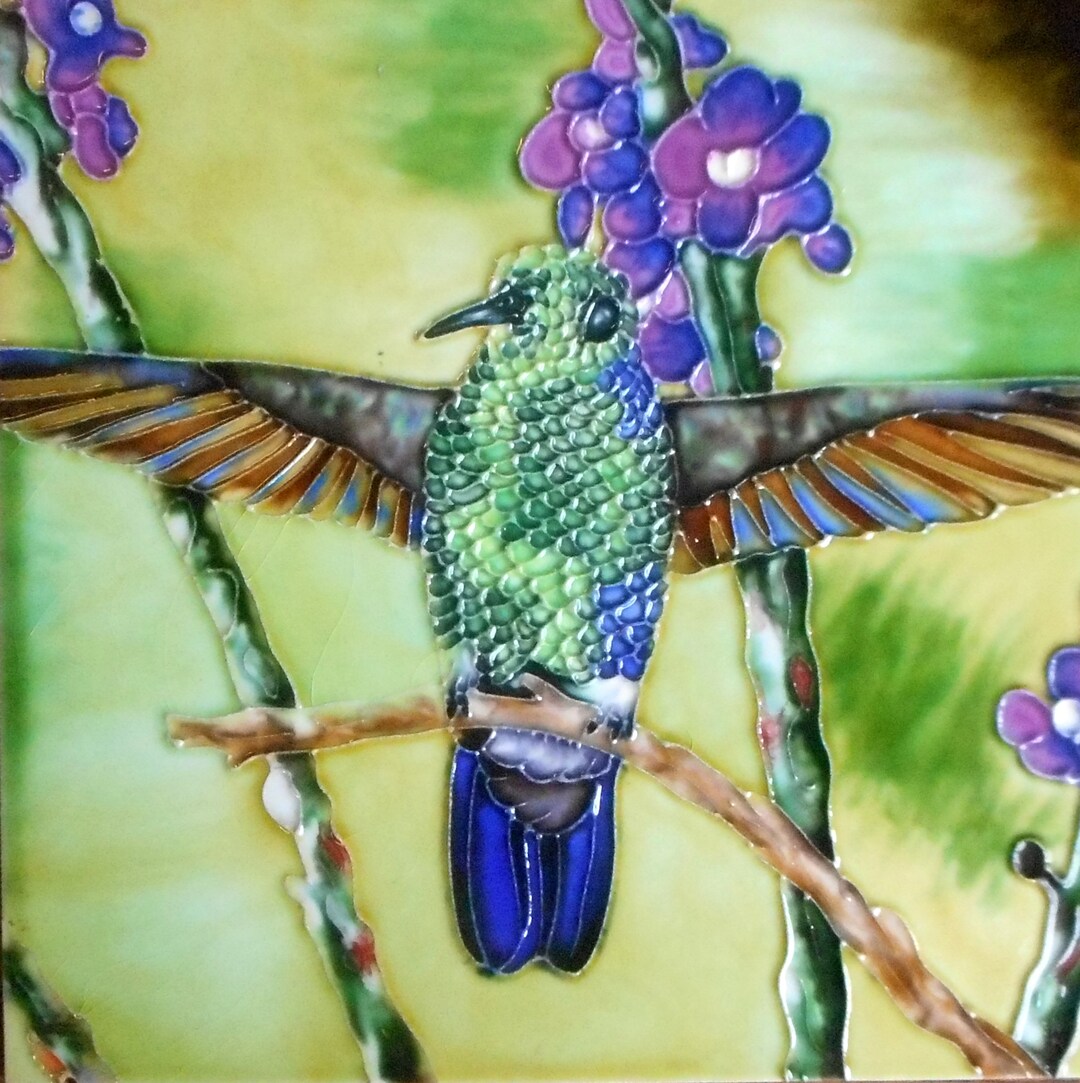 Hummingbird Hand Painted Ceramic Art Tile 8x12inches With Fiberboard ...