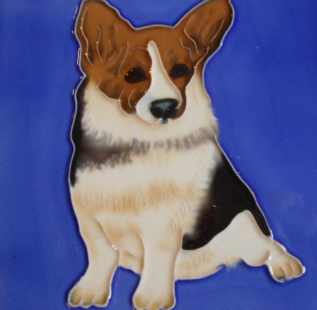 Corgi Hand Painted Ceramic Art Tile 6 X 6 Inches With Easel Back - Etsy