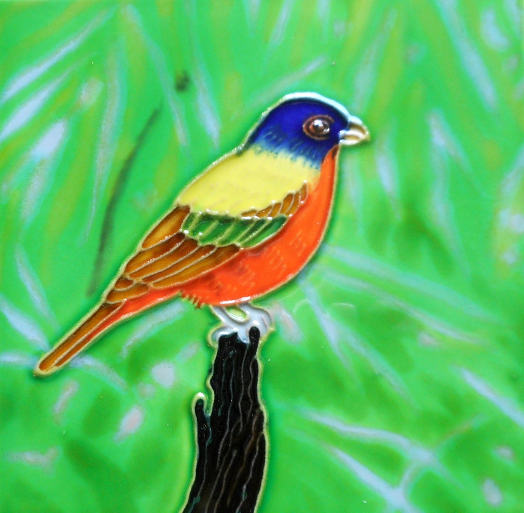 Bird Hand Painted Ceramic Art Tile 6x6 Inches With Fiberboard Back - Etsy
