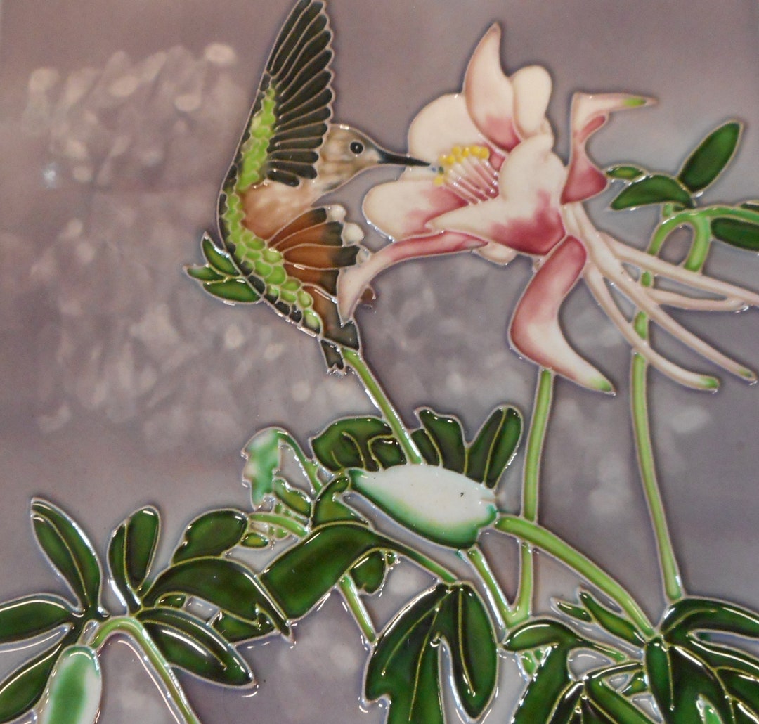 Hummingbird Hand Painted Ceramic Art Tile 8 X 8 Inches With Easel Back ...