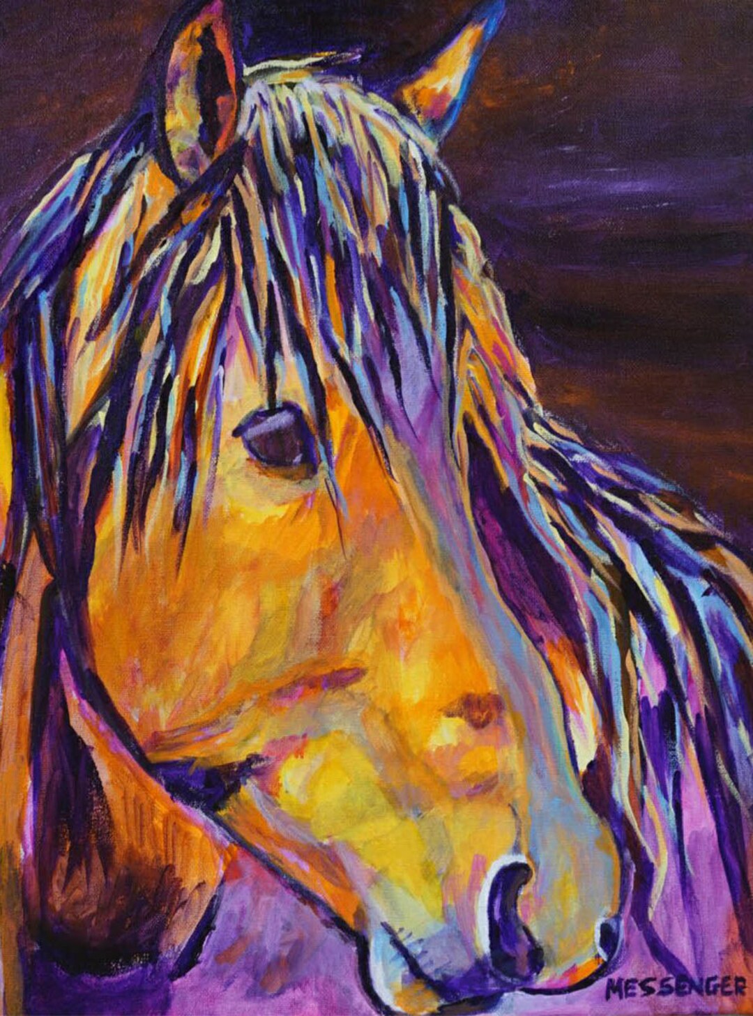 Hand Painted , Original Art, Modern Art, Impressionist, Horse, Acrylic ...