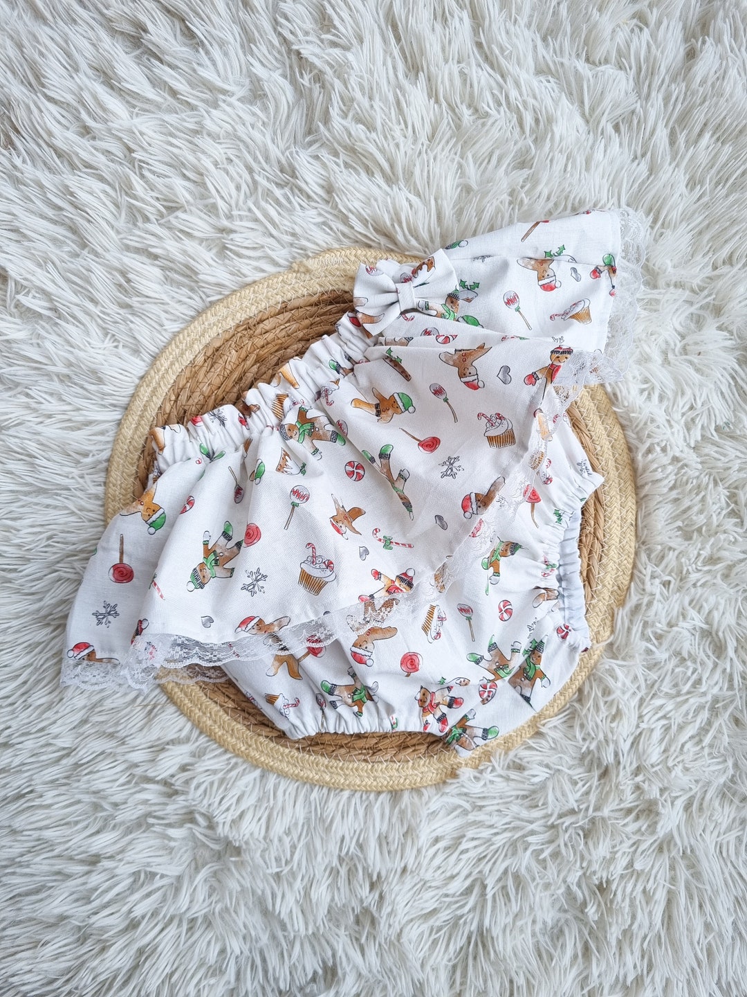 Girls Cream Gingerbread Peplum Bloomers With Lace - Etsy