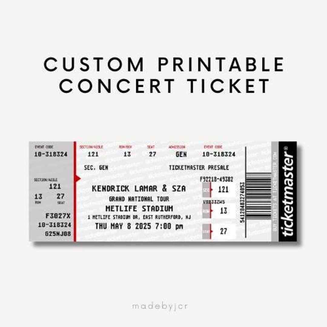 Custom Printable Concert Ticket, Digital Download - Etsy