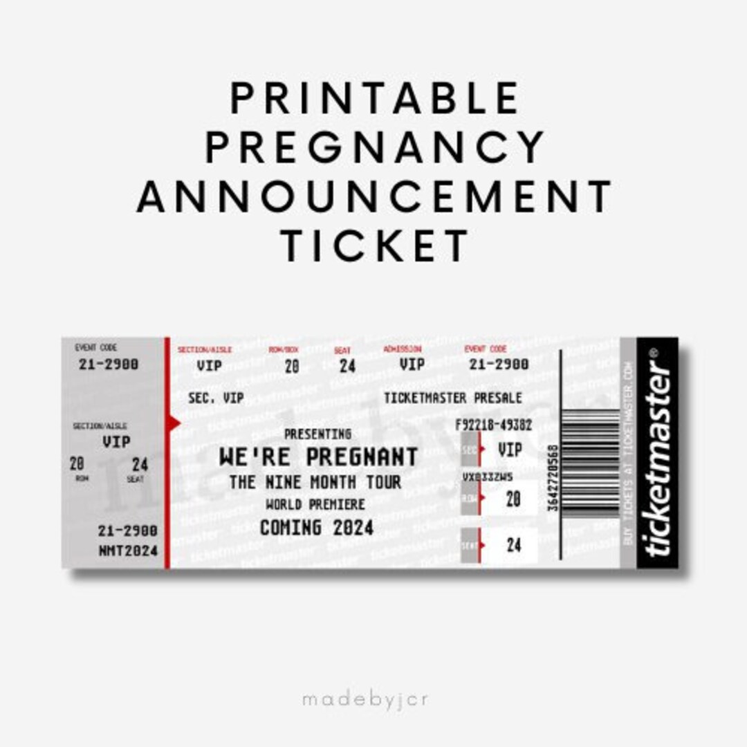 Printable Pregnancy Announcement Ticket 2024, 2025, Digital Download - Etsy