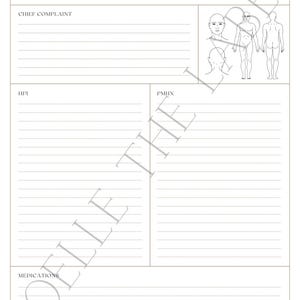 Printable History and Physical Template for Medical Students & Doctors | Blank SOAP Note for ...
