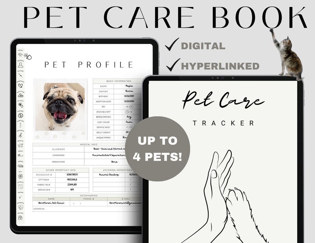 Digital Pet Care Tracker & Planner for Goodnotes and Notability, Pet ...