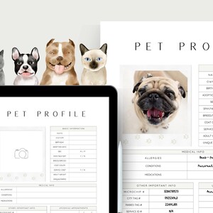 Printable Pet Profile for Pet Parents | Vet Log | Pet Health Record ...