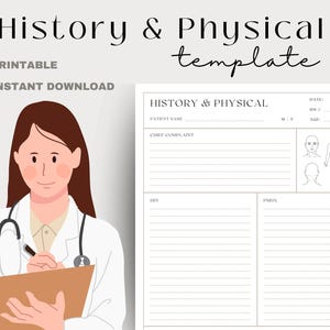 Printable History and Physical Template for Medical Students & Doctors | Blank SOAP Note for ...