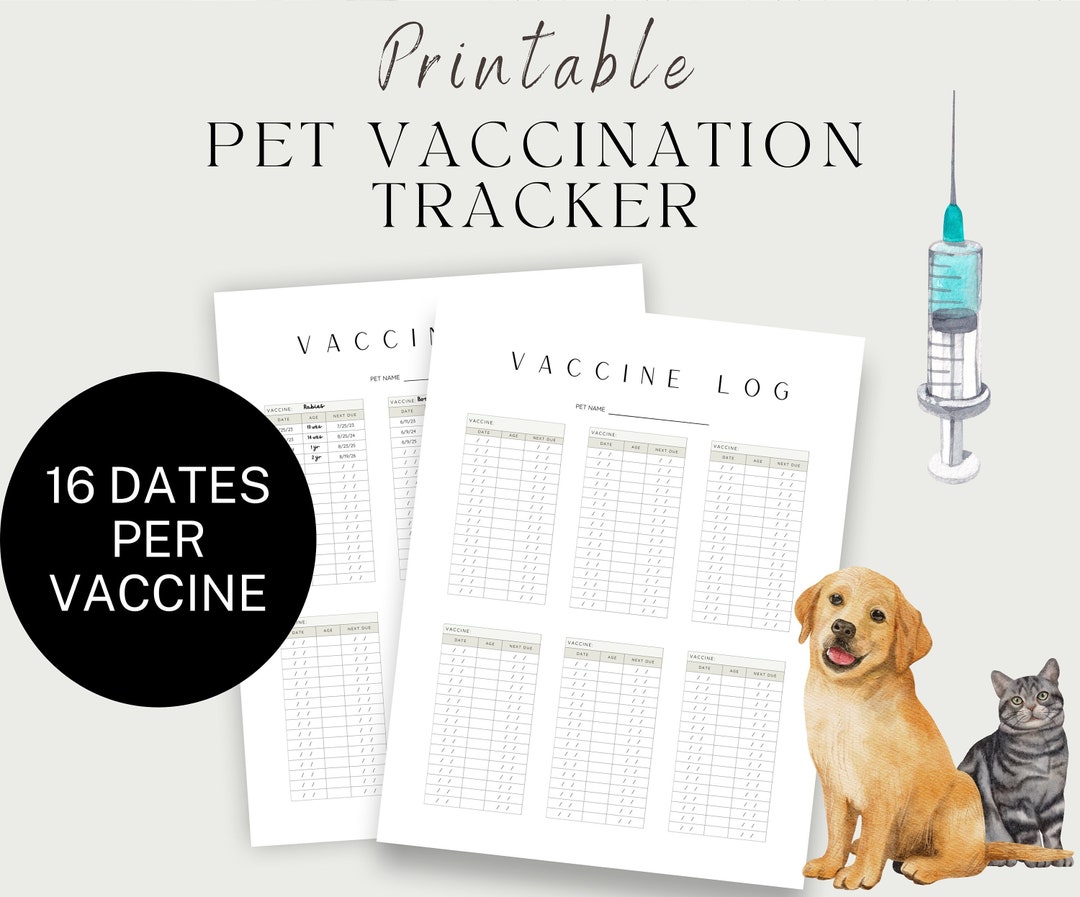 Printable Pet Vaccine Log for Pet Parents | Undated Vaccination Log ...