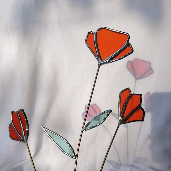 Stained Glass Poppy - Etsy