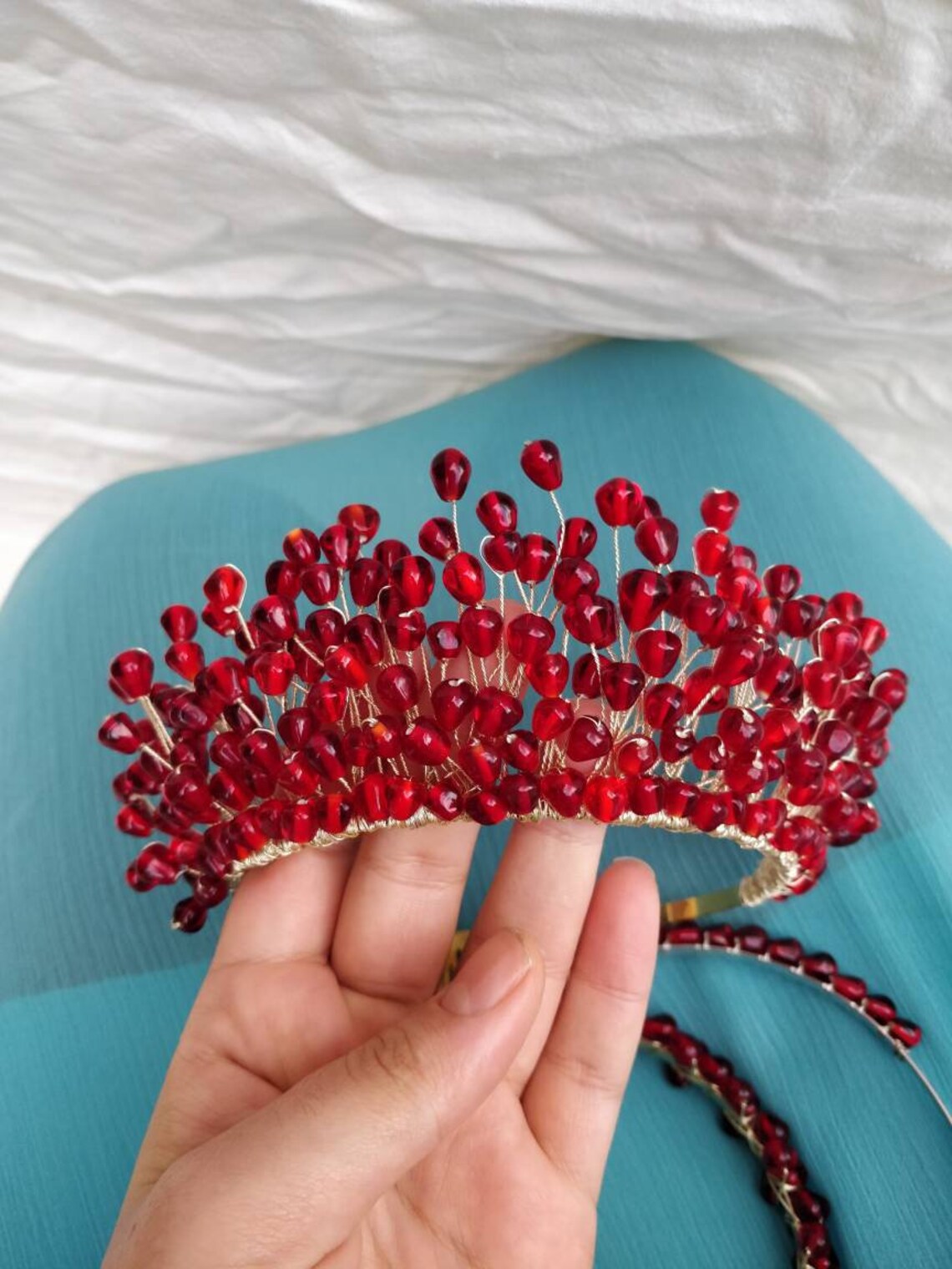Unique Glass Pomegranate Crown, Handmade Glass Pomegranate Wedding ...