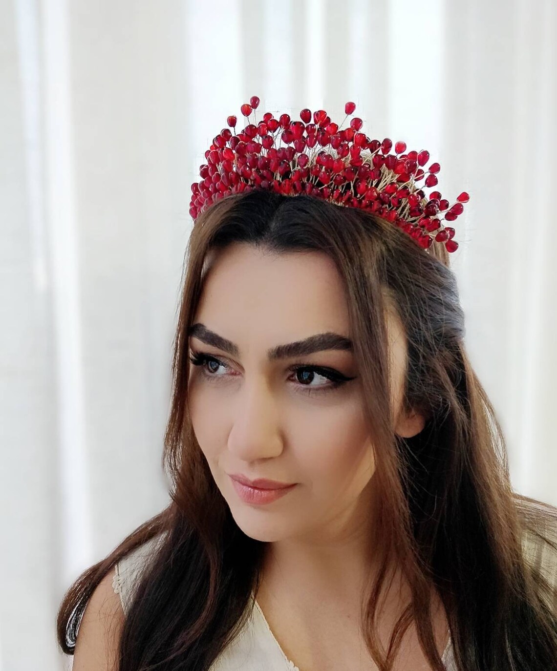 Unique Glass Pomegranate Crown, Handmade Glass Pomegranate Wedding ...