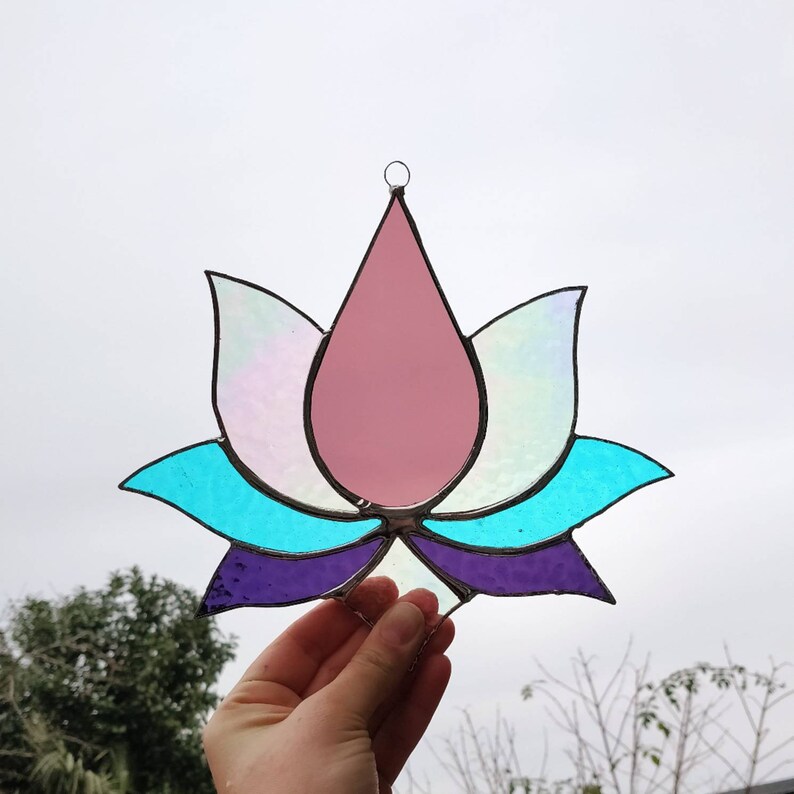 Lotus • Stained Glass Lotus • Lotus Suncathcer • Glass Lotus • Lotus ...