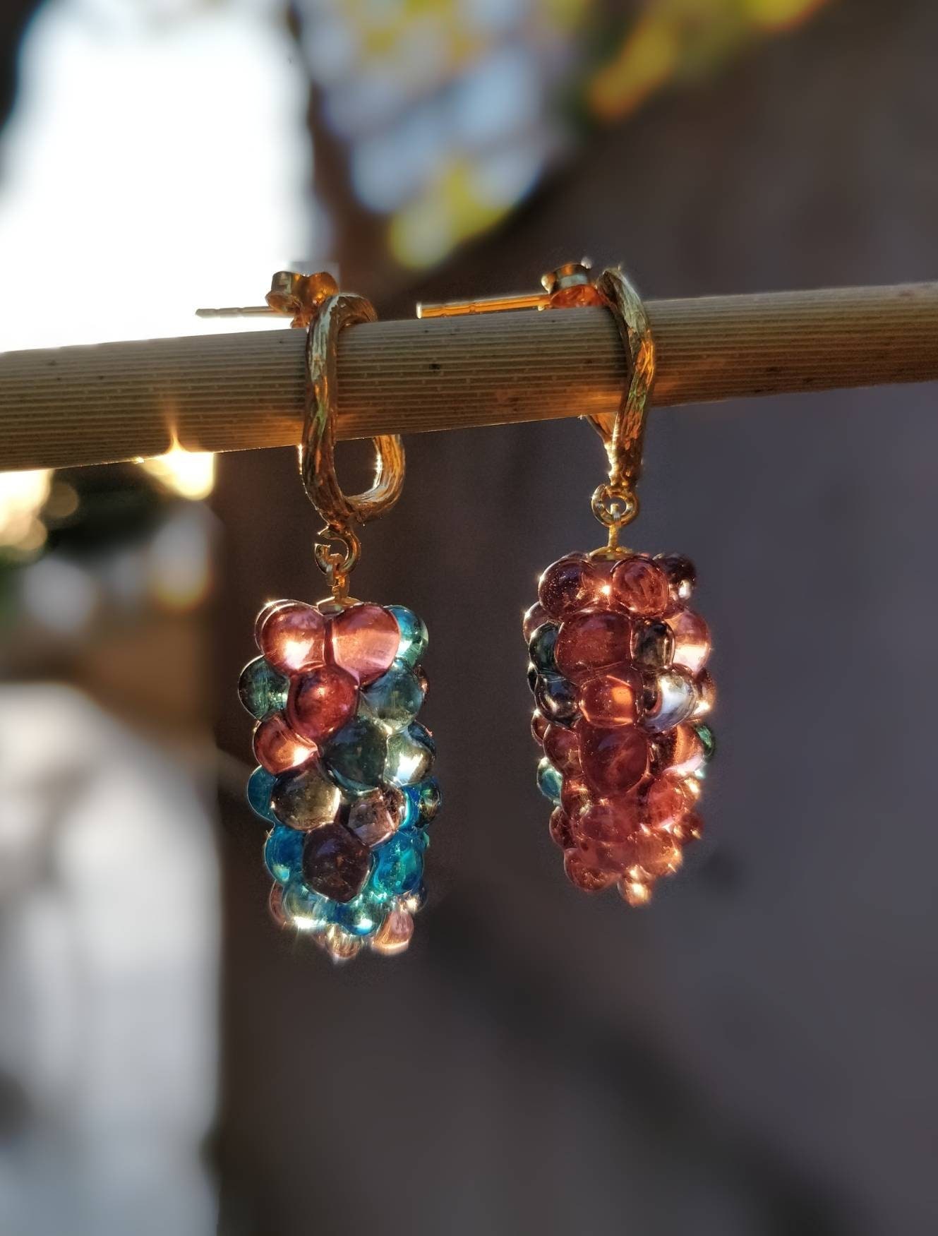 Glass Berry Earring, Blueberry, Purple Berry, Lampwork Berry Jewelry ...