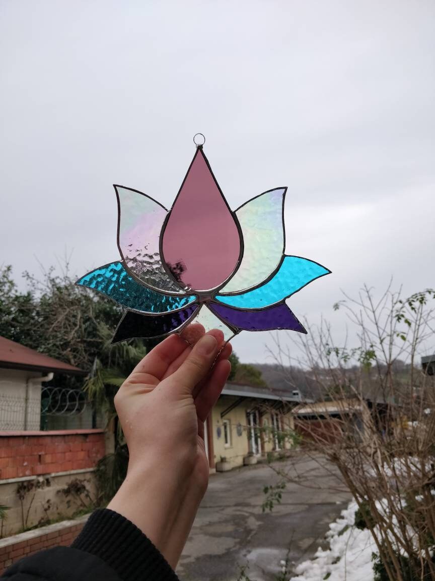 Lotus • Stained Glass Lotus • Lotus Suncathcer • Glass Lotus • Lotus ...