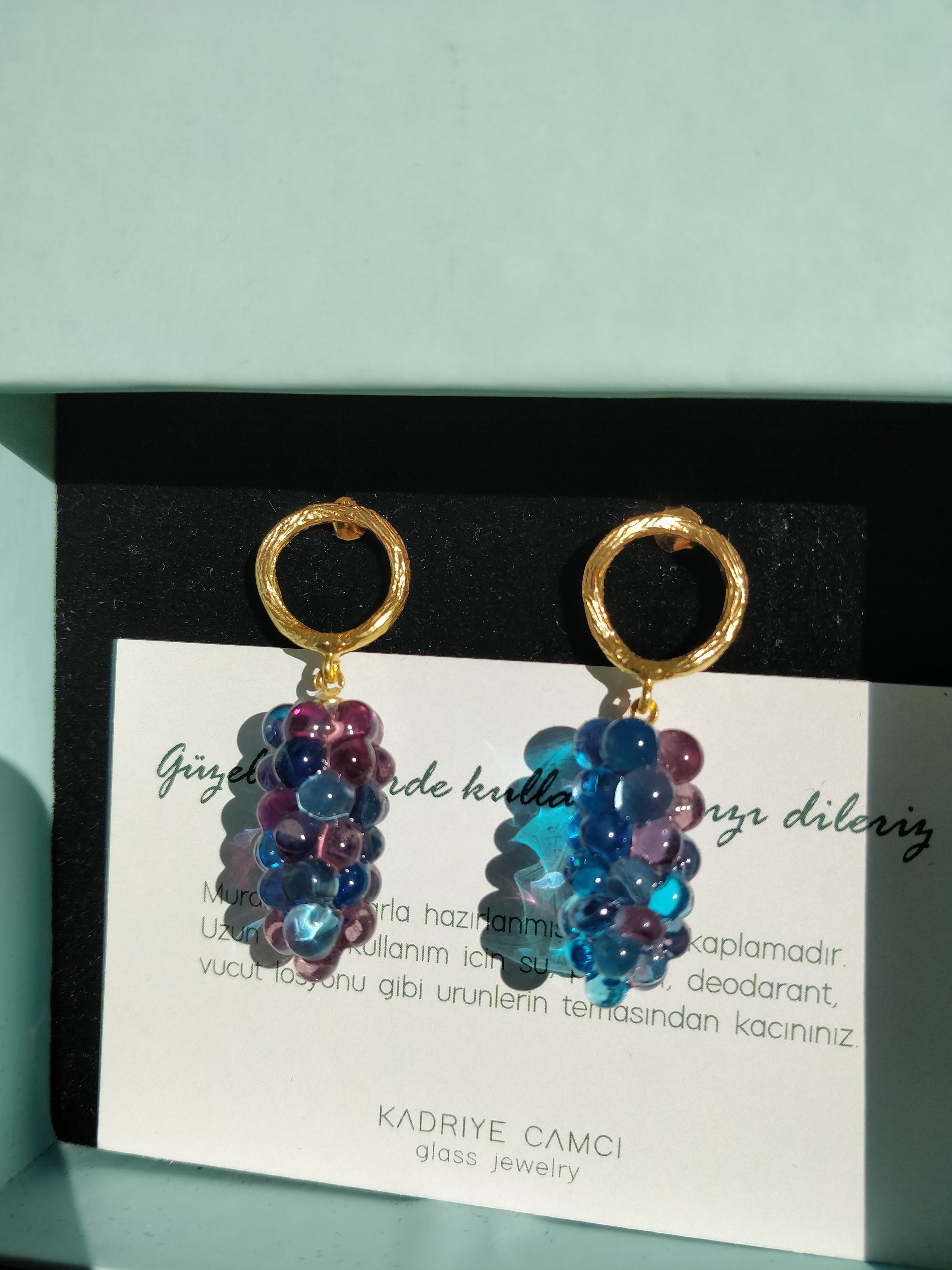 Glass Berry Earring, Blueberry, Purple Berry, Lampwork Berry Jewelry ...