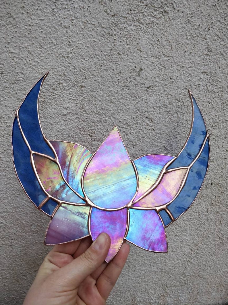 Stained glass lotus blossomStained glass moonLotus | Etsy