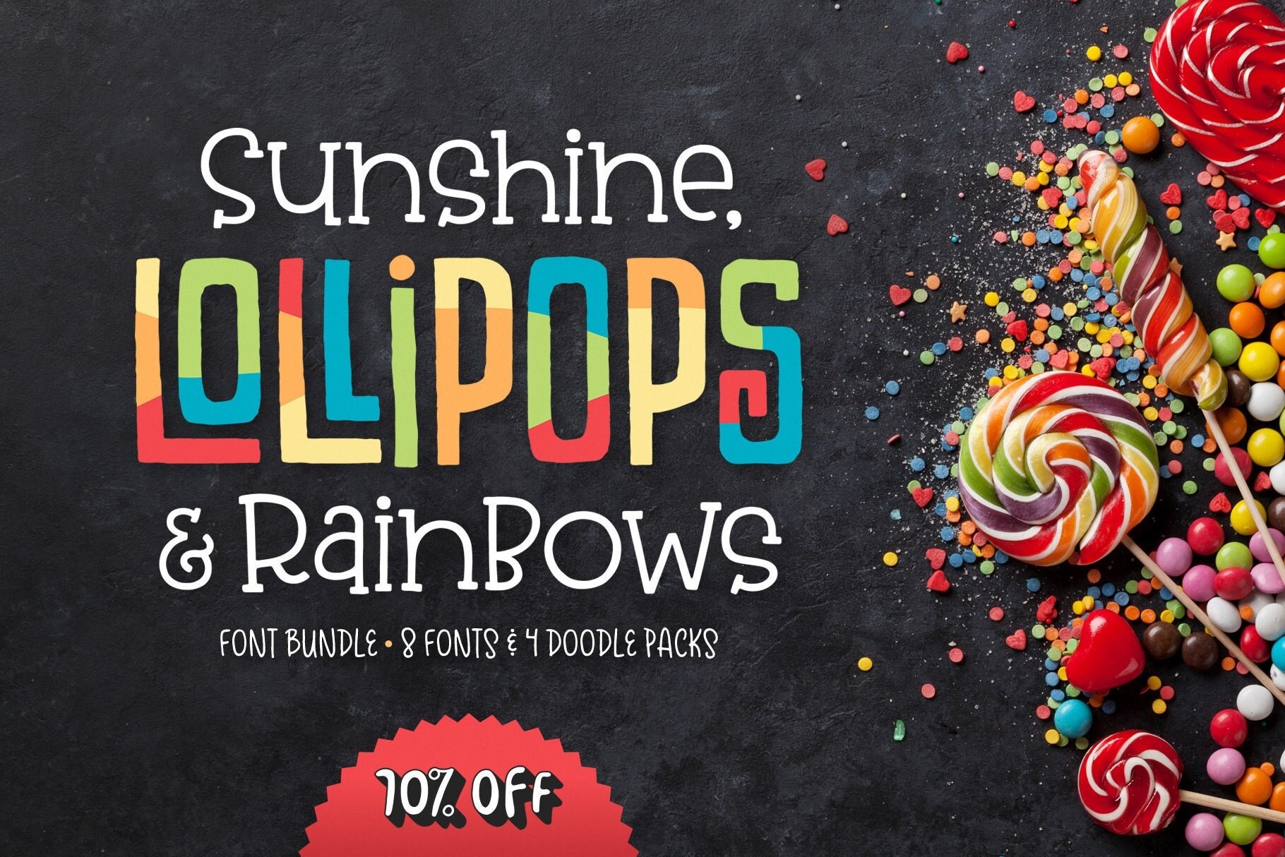 Sunshine, Lollipops, & Rainbows Font Bundle Hand Drawn Font, Craft Font ...