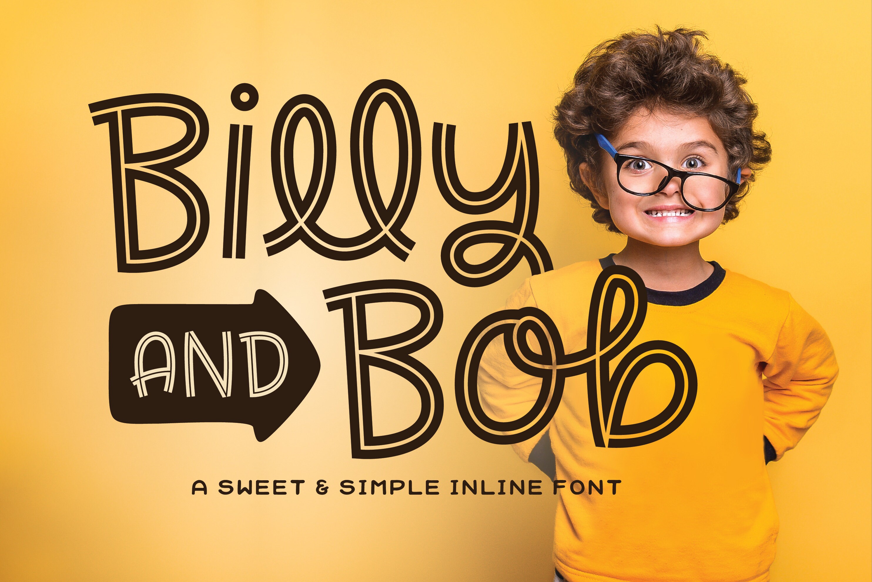 Billy and Bob Font – Playful Hand-drawn Inline Font (digital Download ...