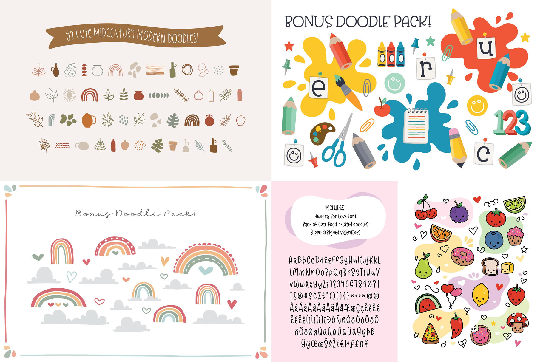Sunshine, Lollipops, & Rainbows Font Bundle Hand Drawn Font, Craft Font ...