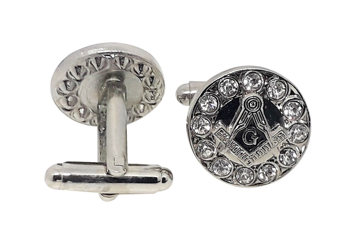Masonic Cuff Links Blue and Silver Rhinestone CL 06 - Etsy