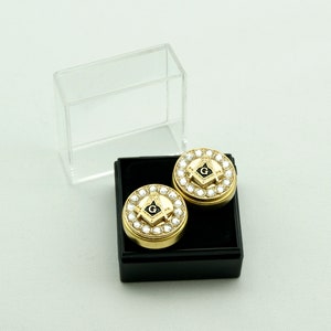 Gold Cuff Button Covers With Masonic Square, Compass and G (pair ...