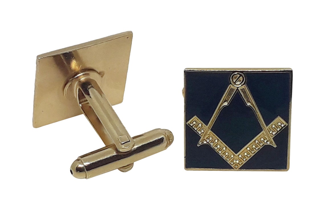 Navy Blue and Gold Masonic Cuff Link Square & Compass - Etsy