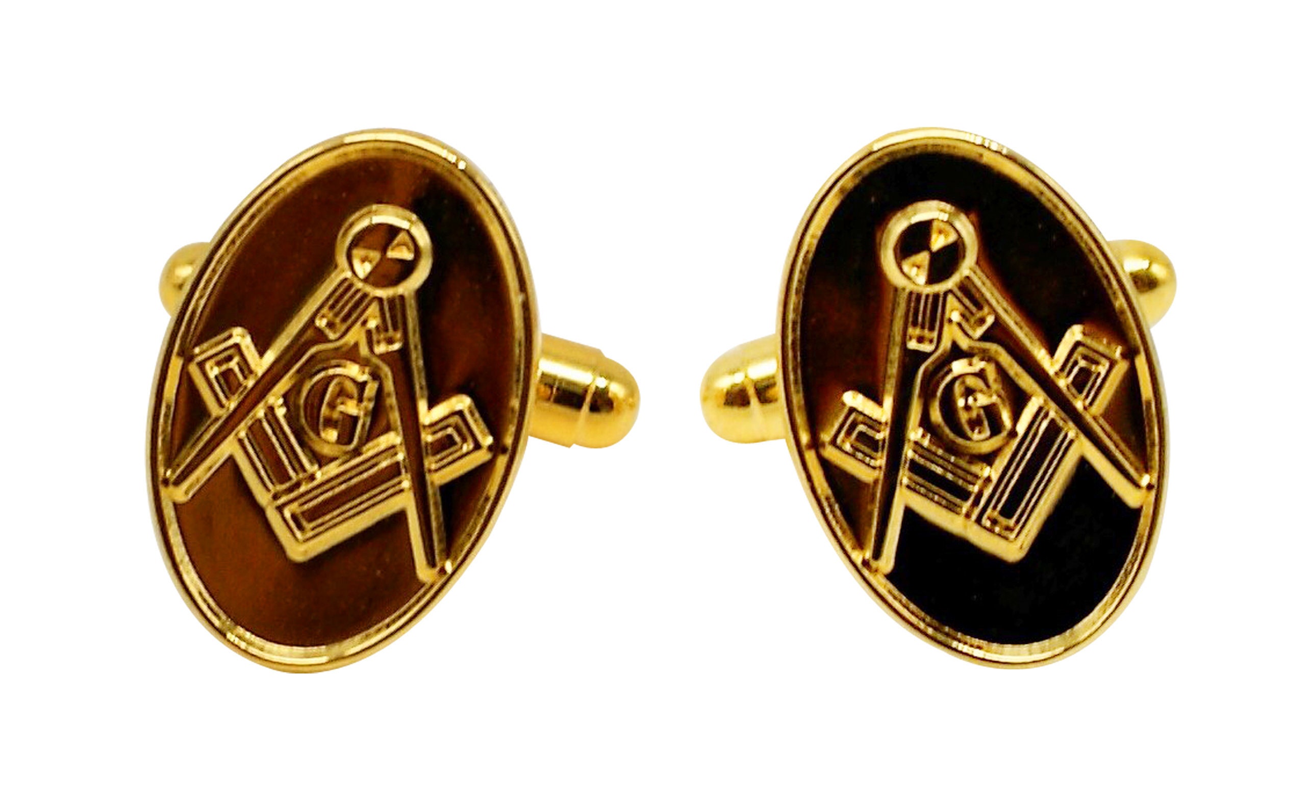 Masonic Cuff Links Gold Coloured Square & Compass Oval CL 18 - Etsy