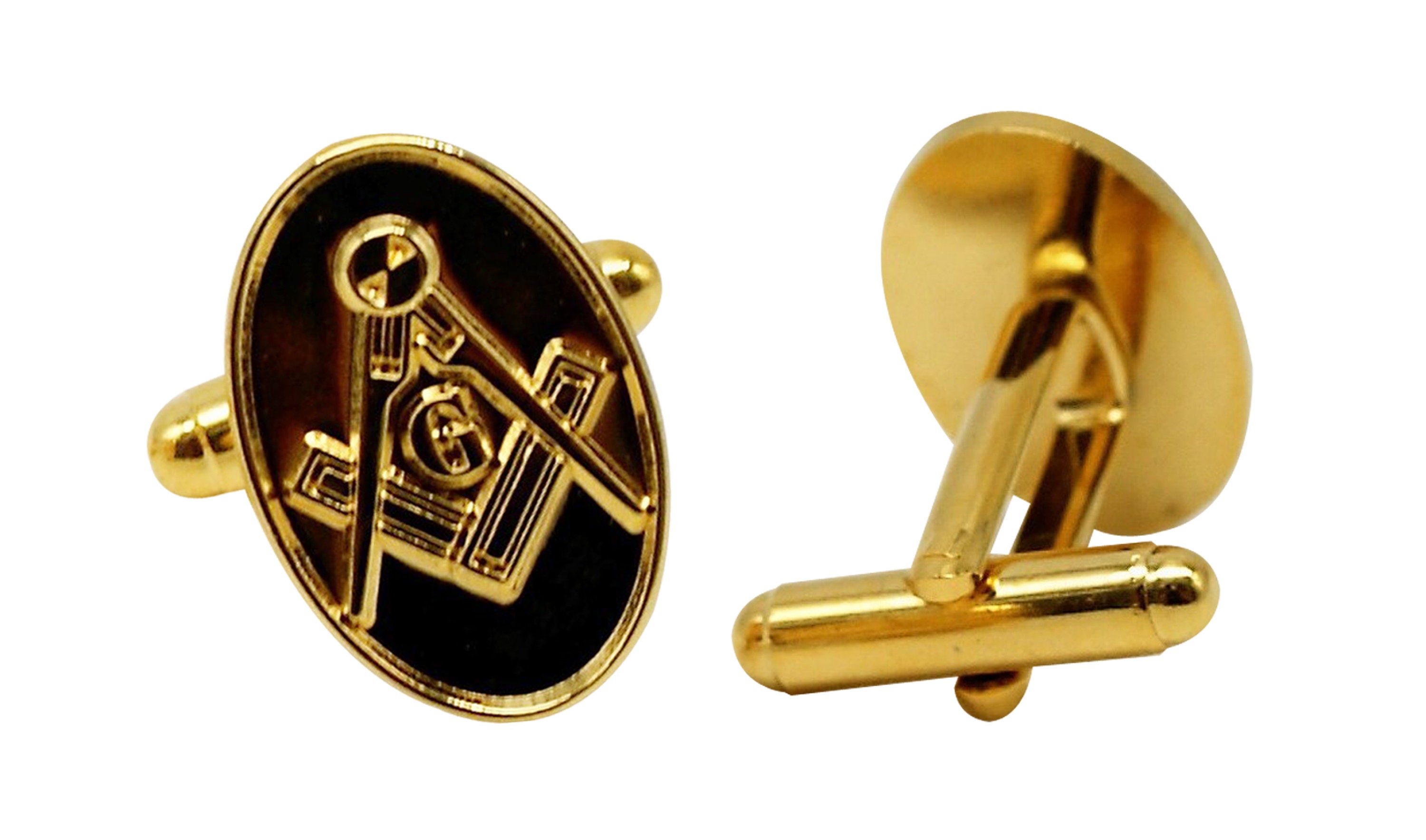 Masonic Cuff Links Gold Coloured Square & Compass Oval CL 18 - Etsy