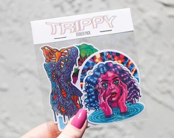 Trippy Face Vinyl Sticker Psychedelic Vinyl Sticker Stickers for ...