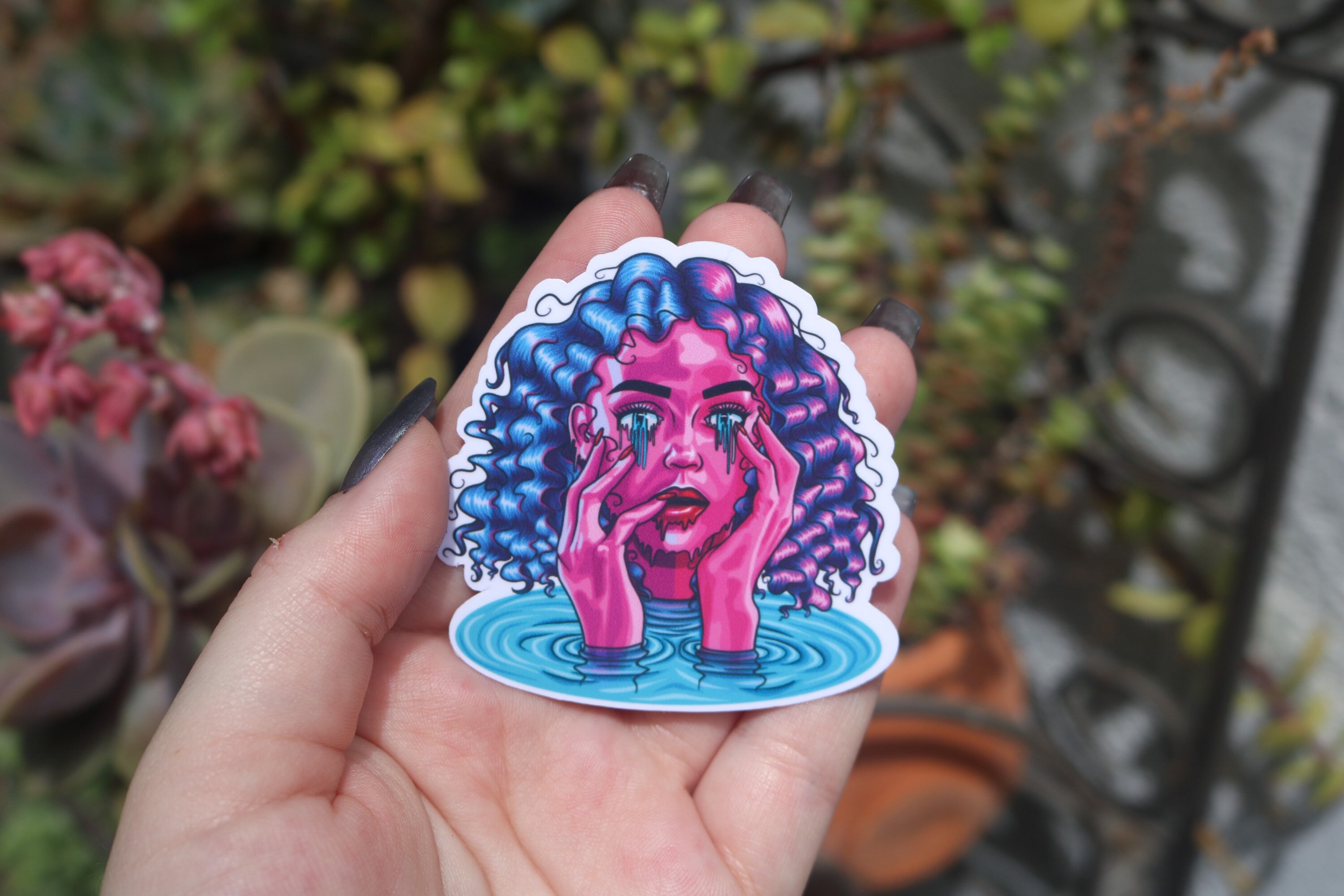 Trippy Melting Girl Vinyl Sticker | Psychedelic Vinyl Sticker ...