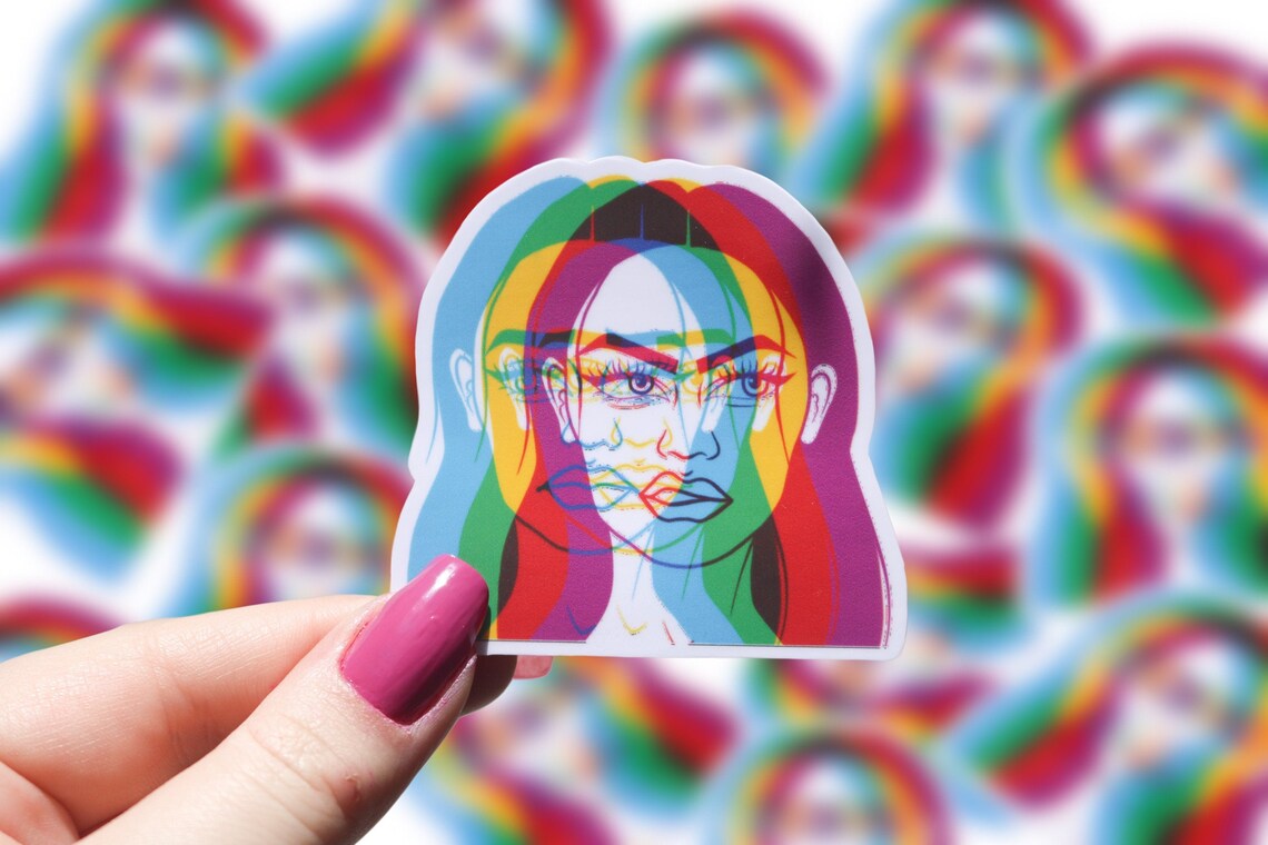 Trippy Face Vinyl Sticker Psychedelic Vinyl Sticker | Etsy