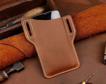 Open Top Leather Belt Loop Phone Case - Etsy