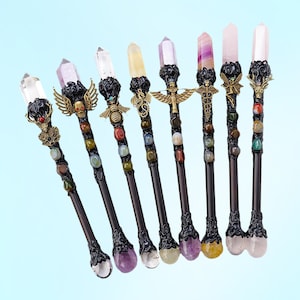 Natural Crystal Magic Halloween Sceptercolumn Witch Cane Wand - Etsy