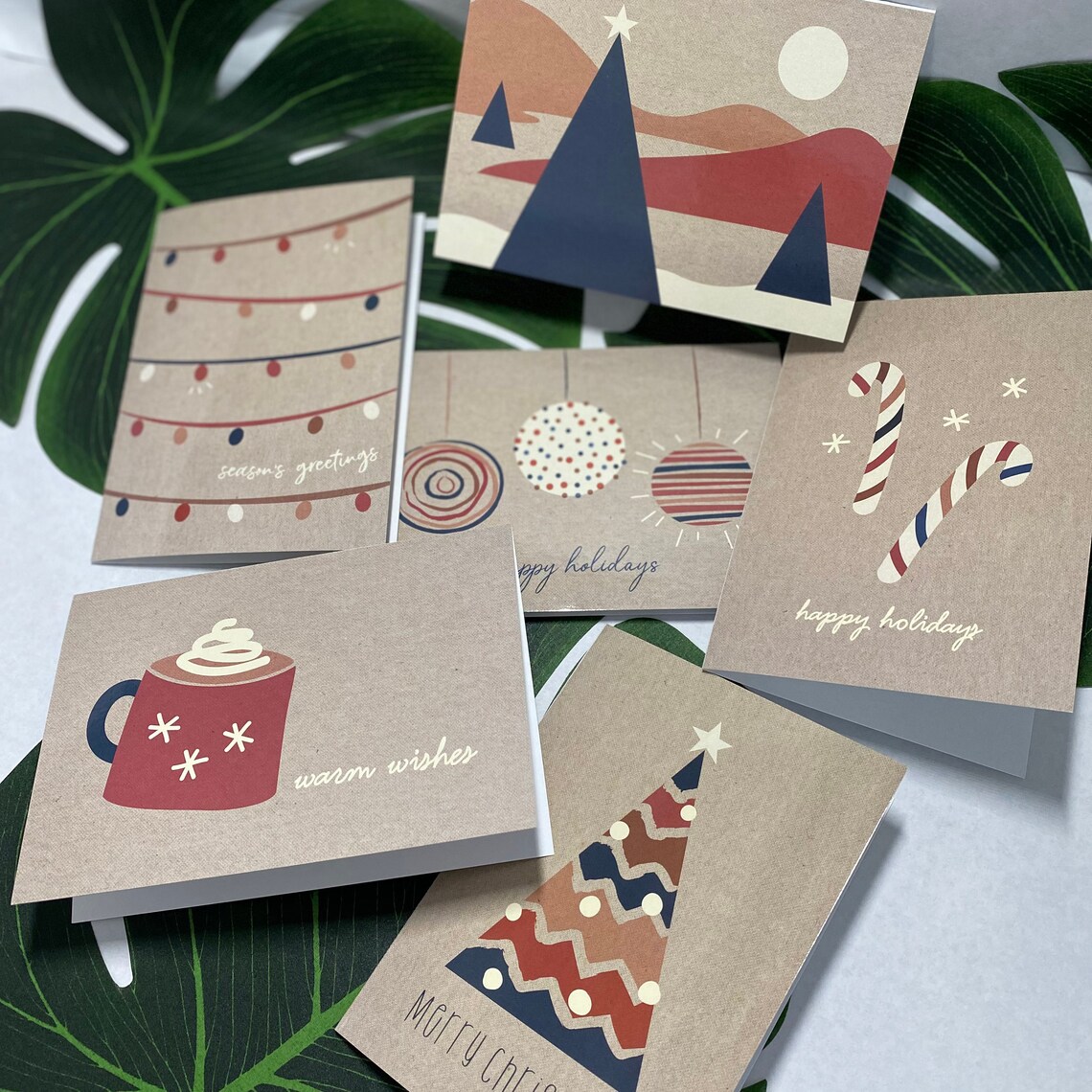 6 Pk Greeting Card Gift Set Rustic Modern Christmas Luxury | Etsy